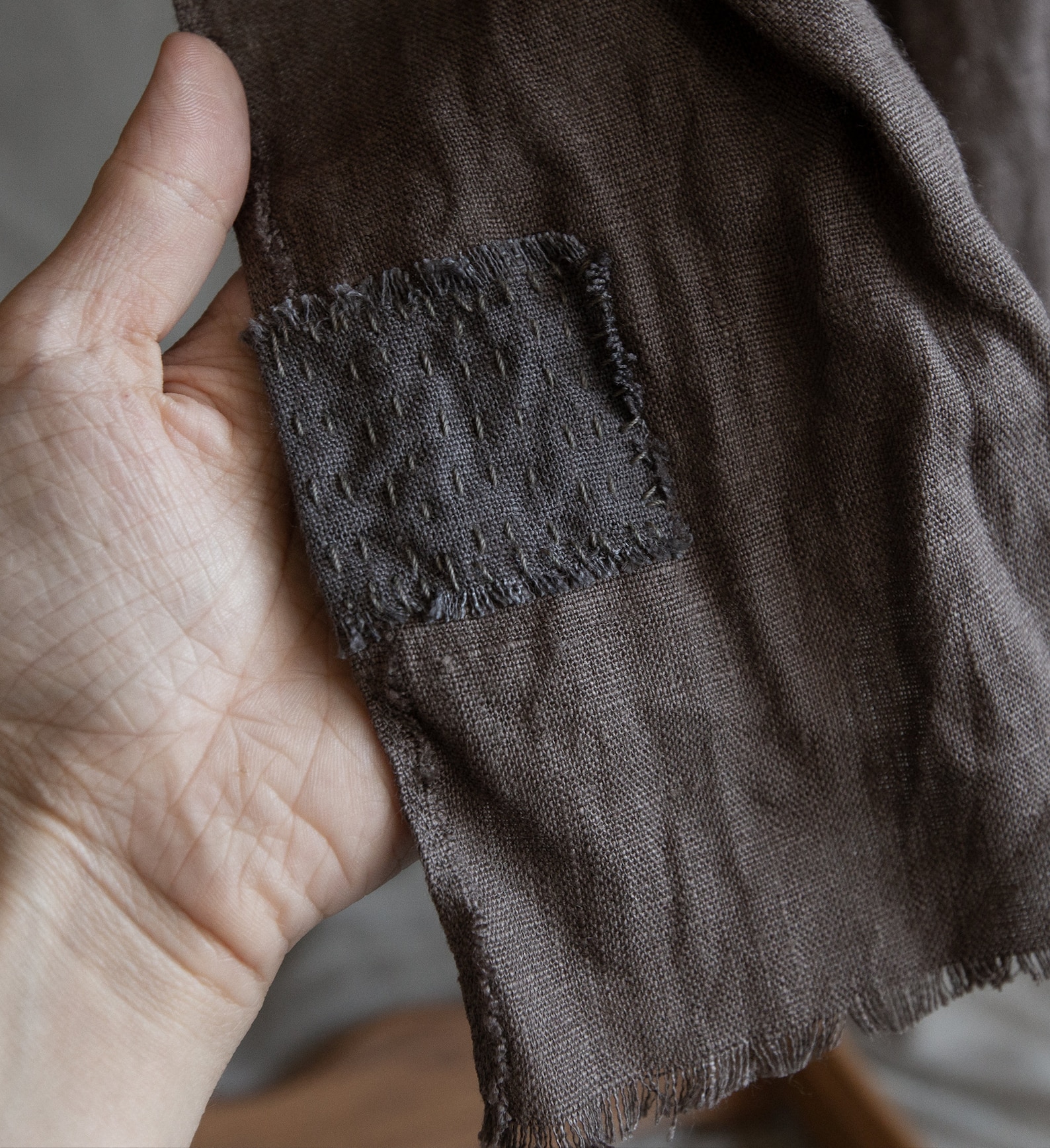 Brown Linen Patched Scarf INSPIRATION - Etsy