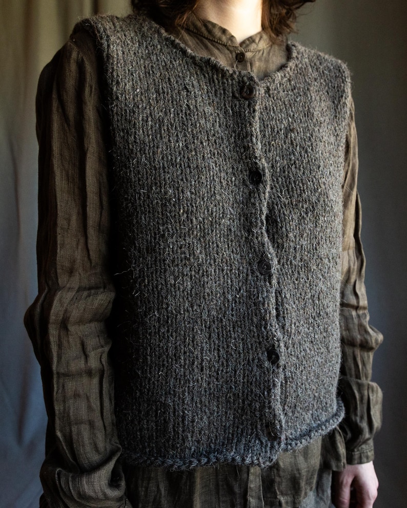 Women's Hand Knitted Vest HIGHLAND, Grey Rustic Wool - Etsy