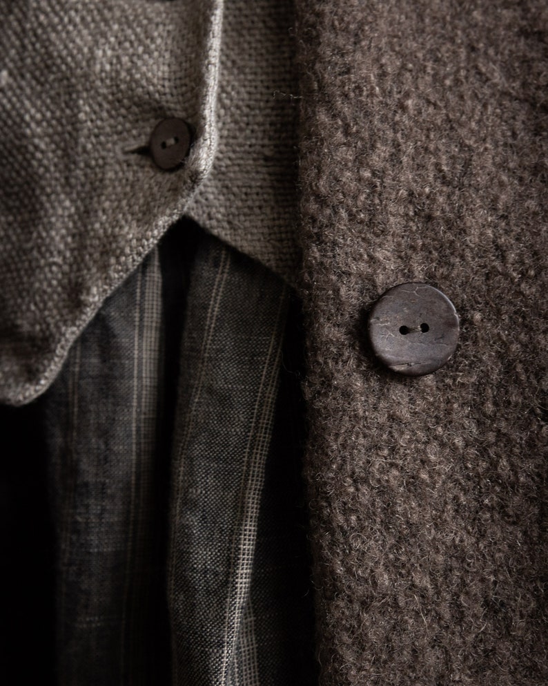 Brown Woolen Mens Coat TAIGA. Natural Wool Coat Trench Jacket | Etsy