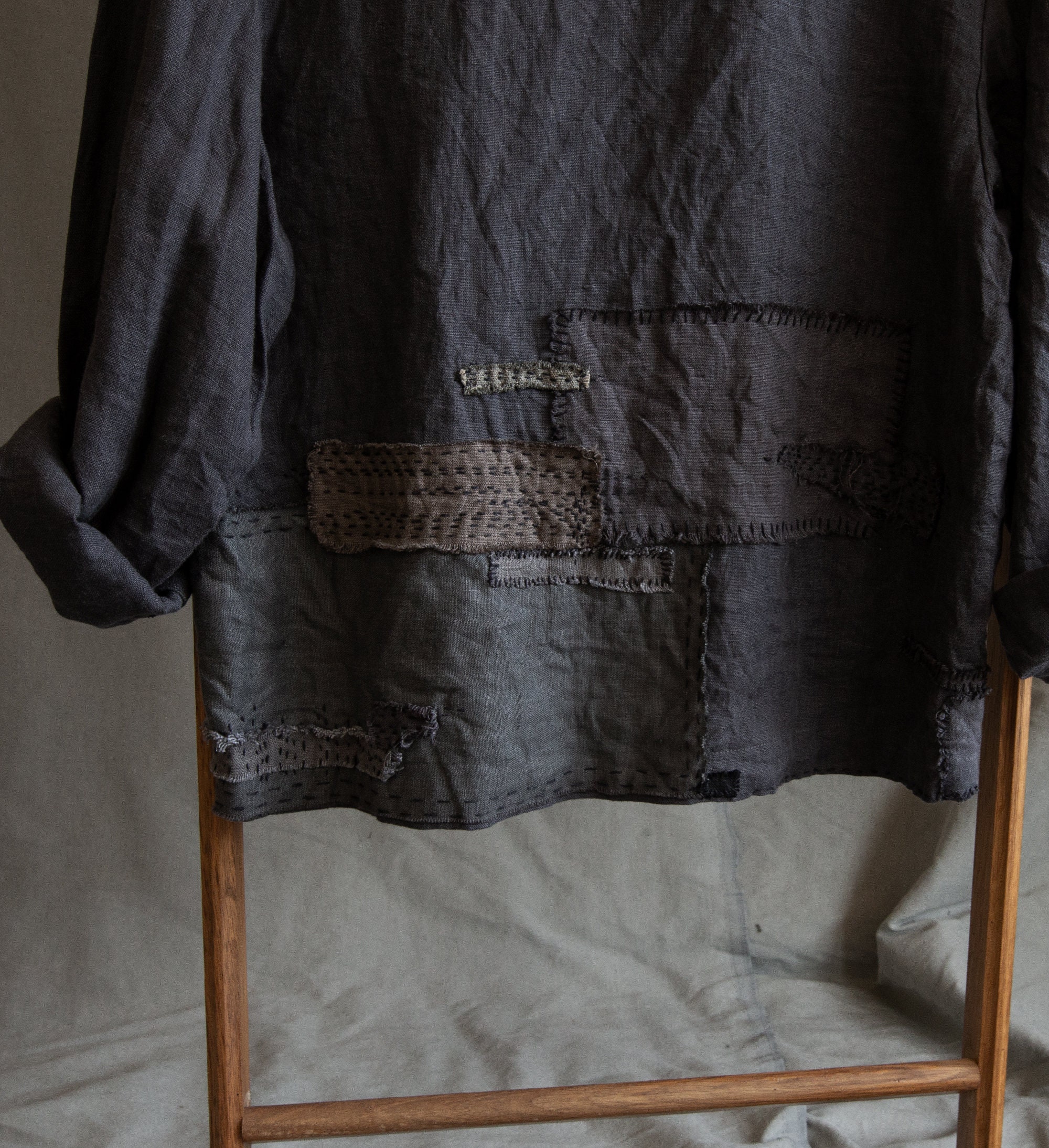 Men's Boro Linen Top MOSS. off Black Dark Grey Linen Shirt - Etsy