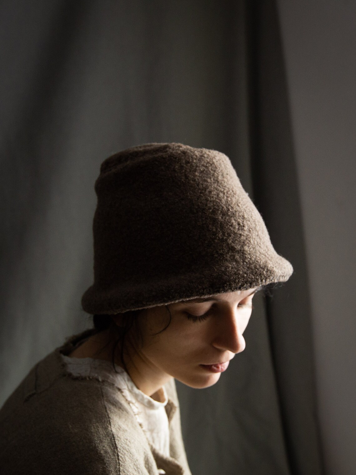 Woolen Brown Hat CLAY. Natural Wool Hat Winter Cap Hand | Etsy