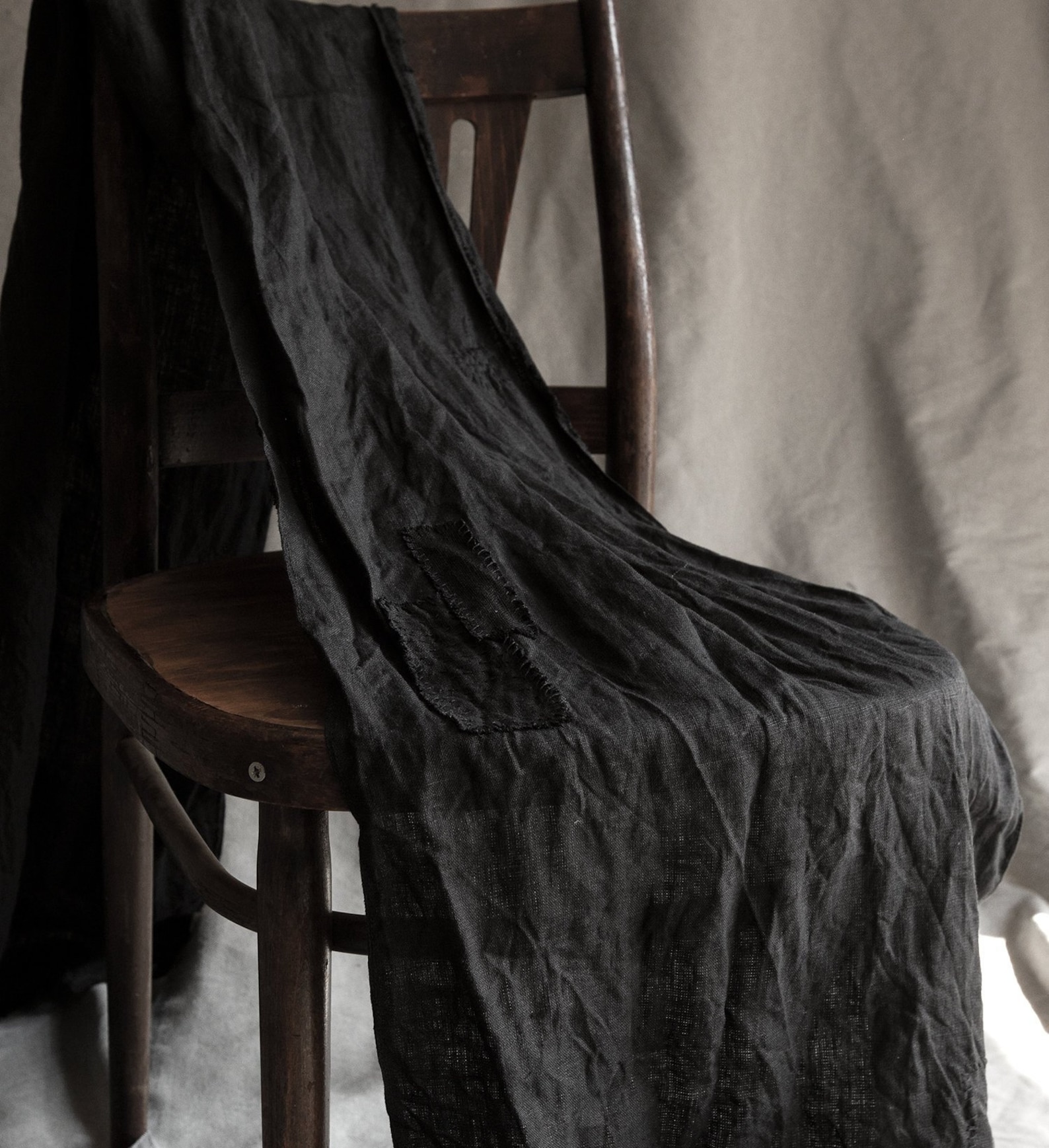 Black Linen Scarf Patched Linen Shawl Boro Linen Scarf Long - Etsy