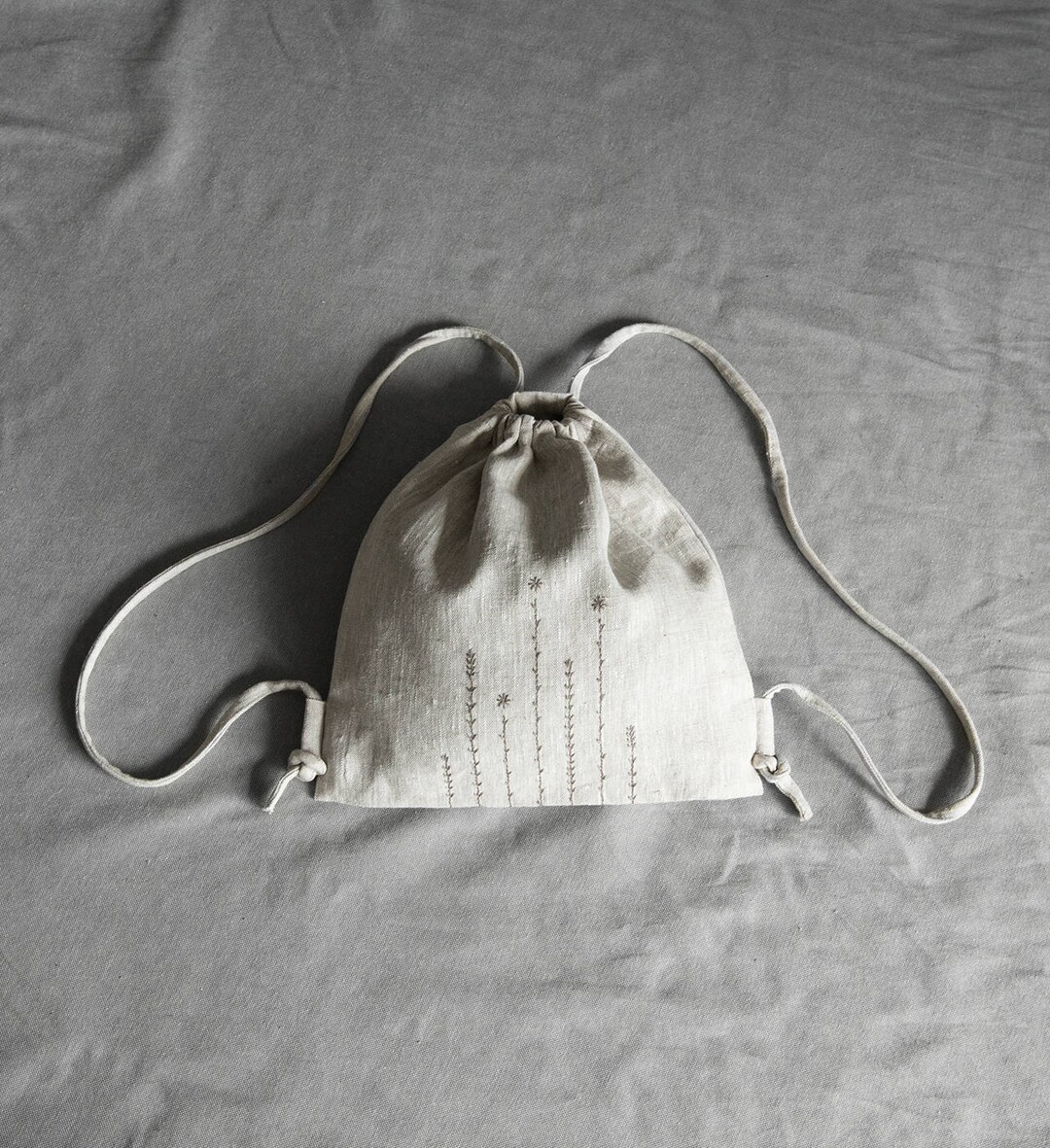 Linen Drawstring Backpack Linen Bag Linen Backpack Summer Bag ...