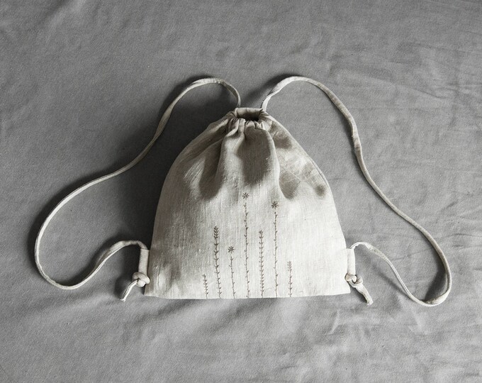 Linen Drawstring Backpack Linen Bag Linen Backpack Summer Bag - Etsy