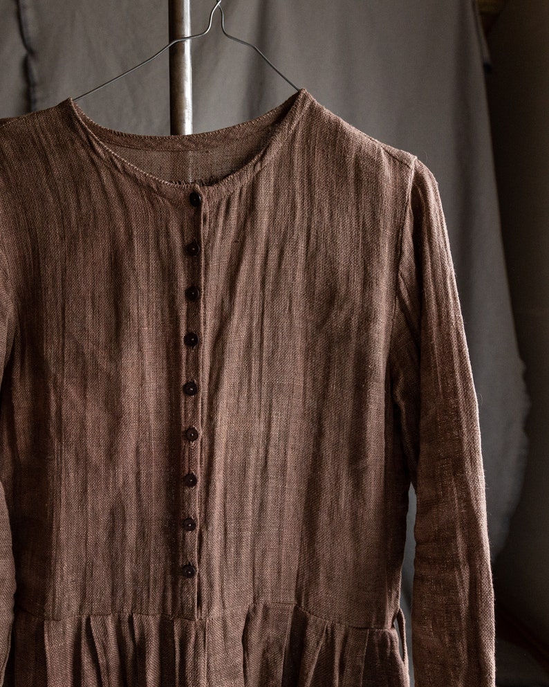 Naturally Dyed Linen Dress POEM. Linen Womens Clothing Flax - Etsy