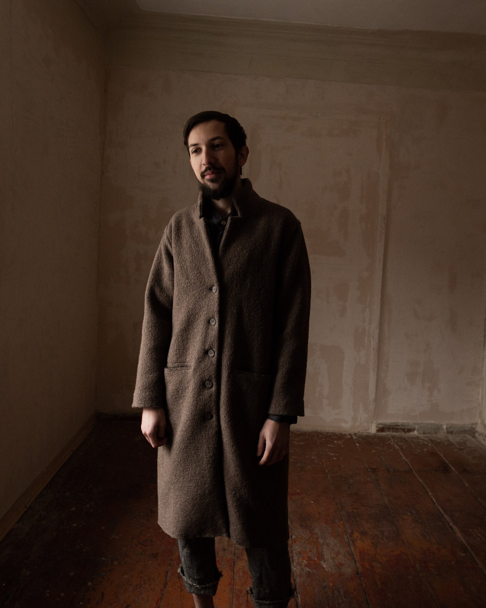 Brown Woolen Mens Coat TAIGA. Natural Wool Coat Trench Jacket - Etsy