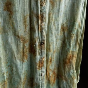 Hand Dyed Splotchy Shirt FADE. Semi Sheer Linen Women Vintage Blouse ...