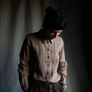 Women's Linen Shirt EARTH. Faded Out Pink Clay Natural Grey Linen Sackcloth. Linen Women ...