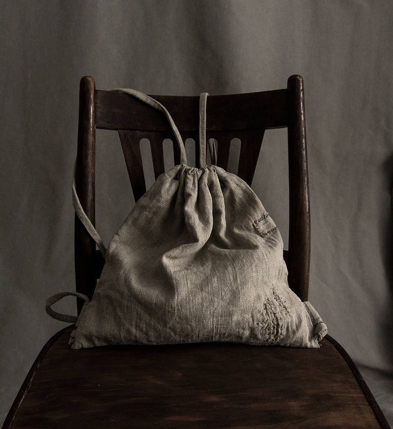 Small Linen Backpack Flax Bag Knapsack Linen Summer Boro - Etsy