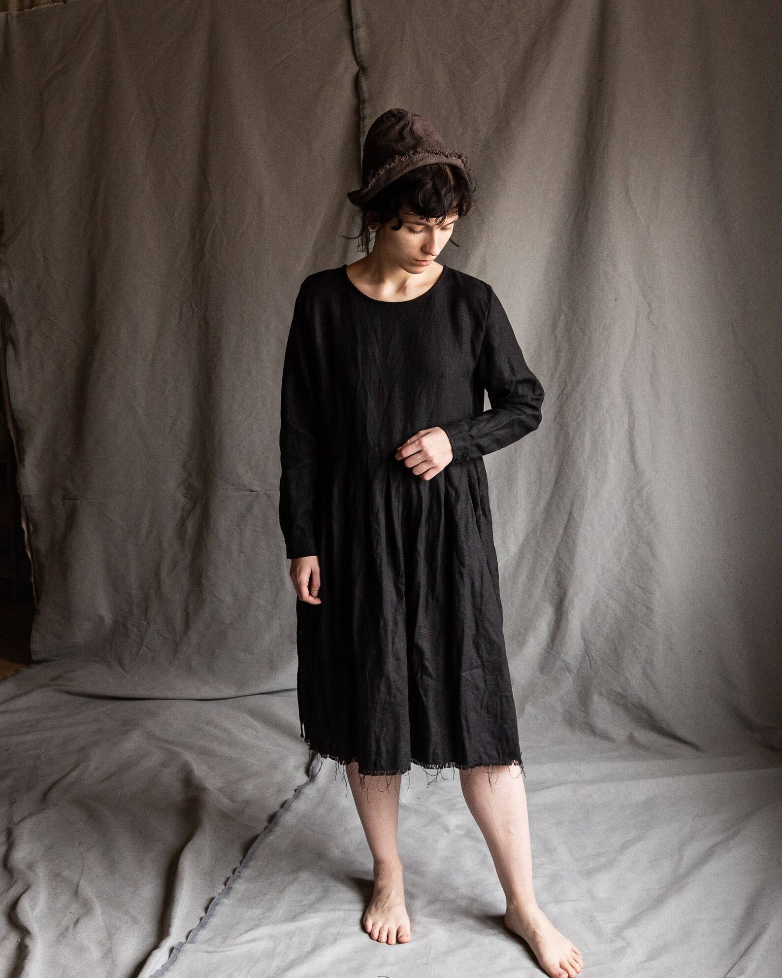 Black Linen Dress VIRGINIA. Linen Women's Clothing Vintage - Etsy