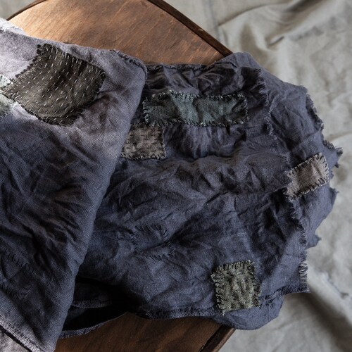 Heavy Linen Patched Scarf INSPIRATION. Linen Shawl Patchwork | Etsy