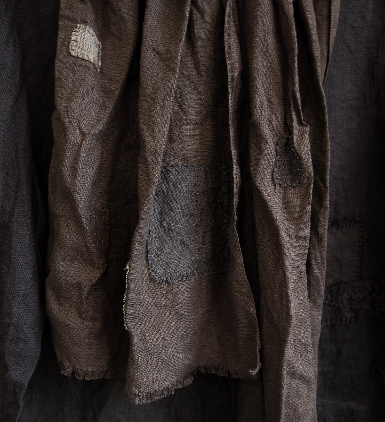 Brown Linen Patched Scarf INSPIRATION - Etsy
