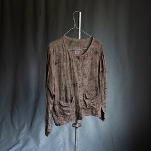 Naturally Dyed Splotchy Sackcloth LITTLE CARDI. Linen Women Clothing ...