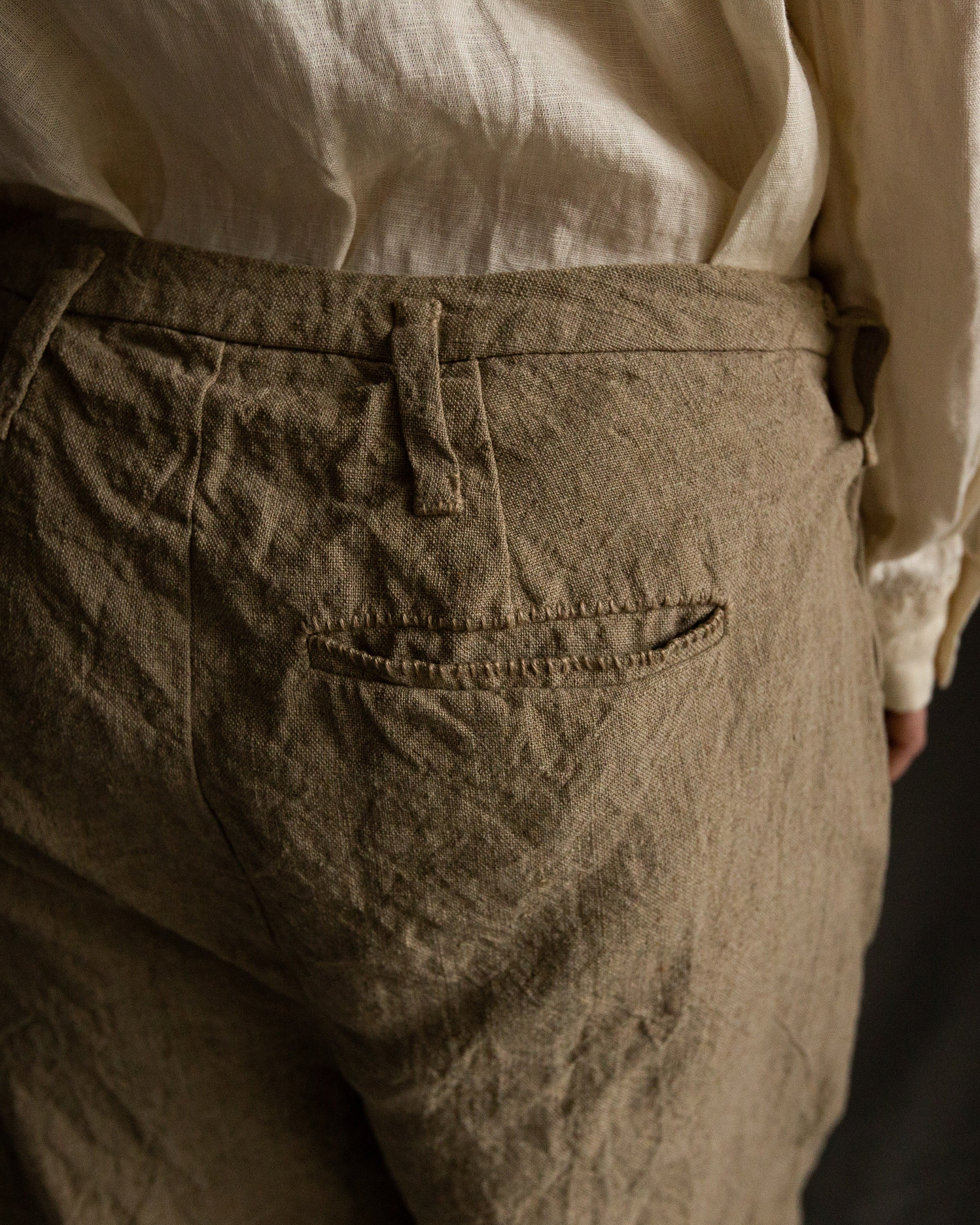 Men's Linen Pants HEMINGWAY. Buttoned Trousers Natural | Etsy