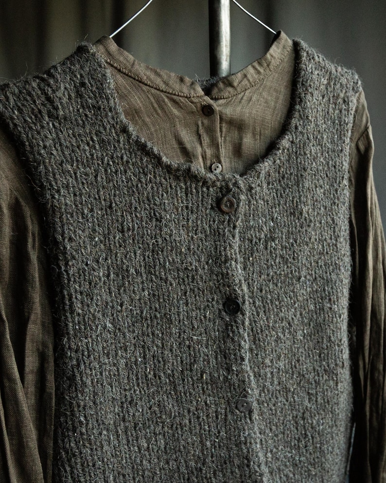 Women's Hand Knitted Vest HIGHLAND, Grey Rustic Wool - Etsy