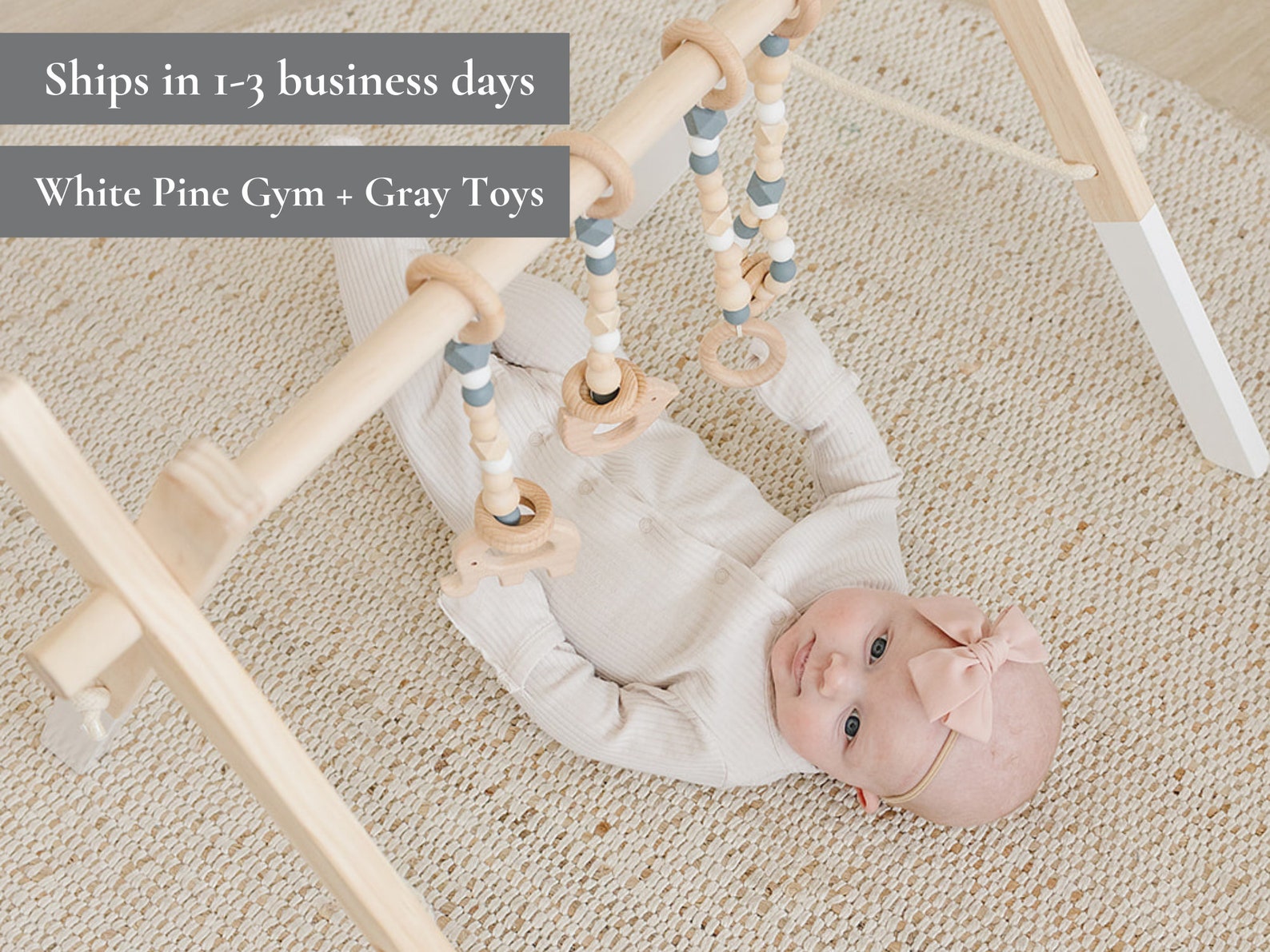 Wooden Baby Gym With Gray Toys Wooden Play Gym Baby Play | Etsy
