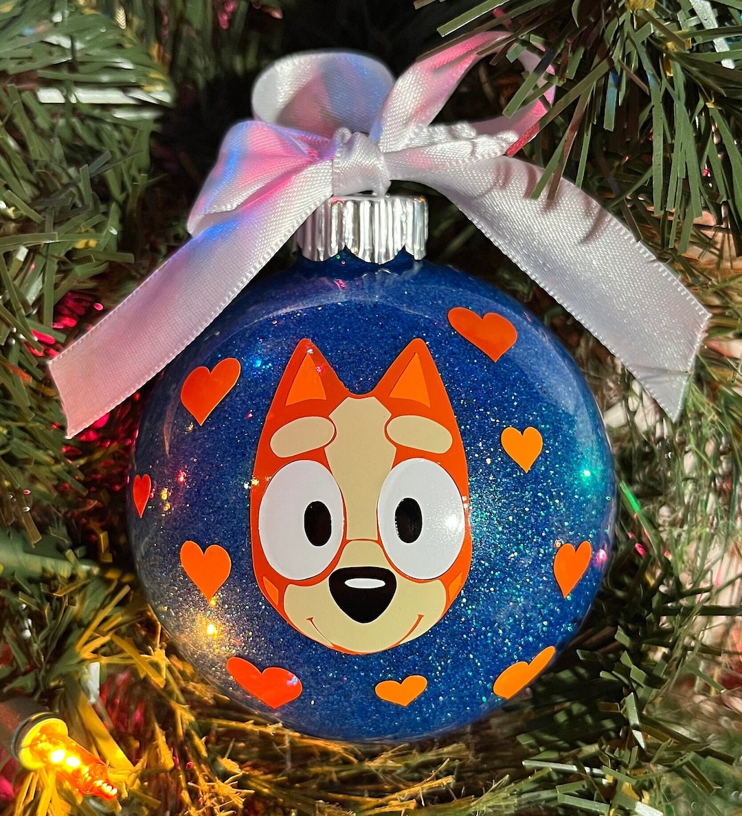 Personalized Bluey Bingo Glitter Christmas Ornament Custom Bluey ...