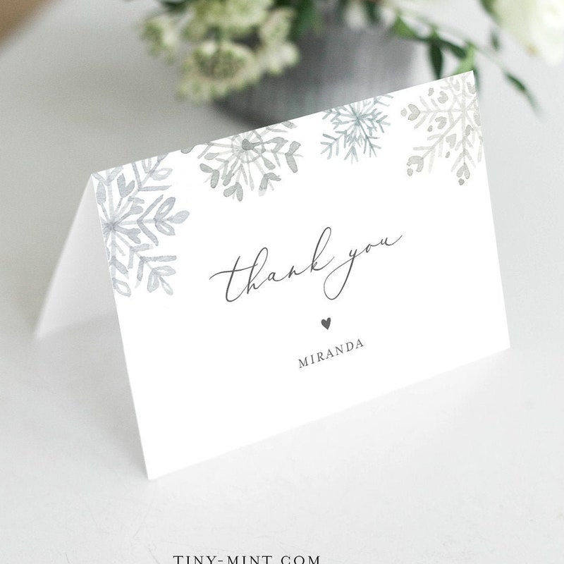 Snowflake Thank You Card - Etsy