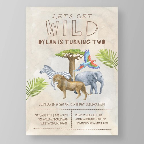 Jungle Safari Gold Happy Birthday Banner Jungle Birthday | Etsy