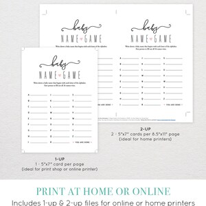 Baby Shower Name Game | A-Z Baby Names | Baby Alphabet Game | DIY Baby ...