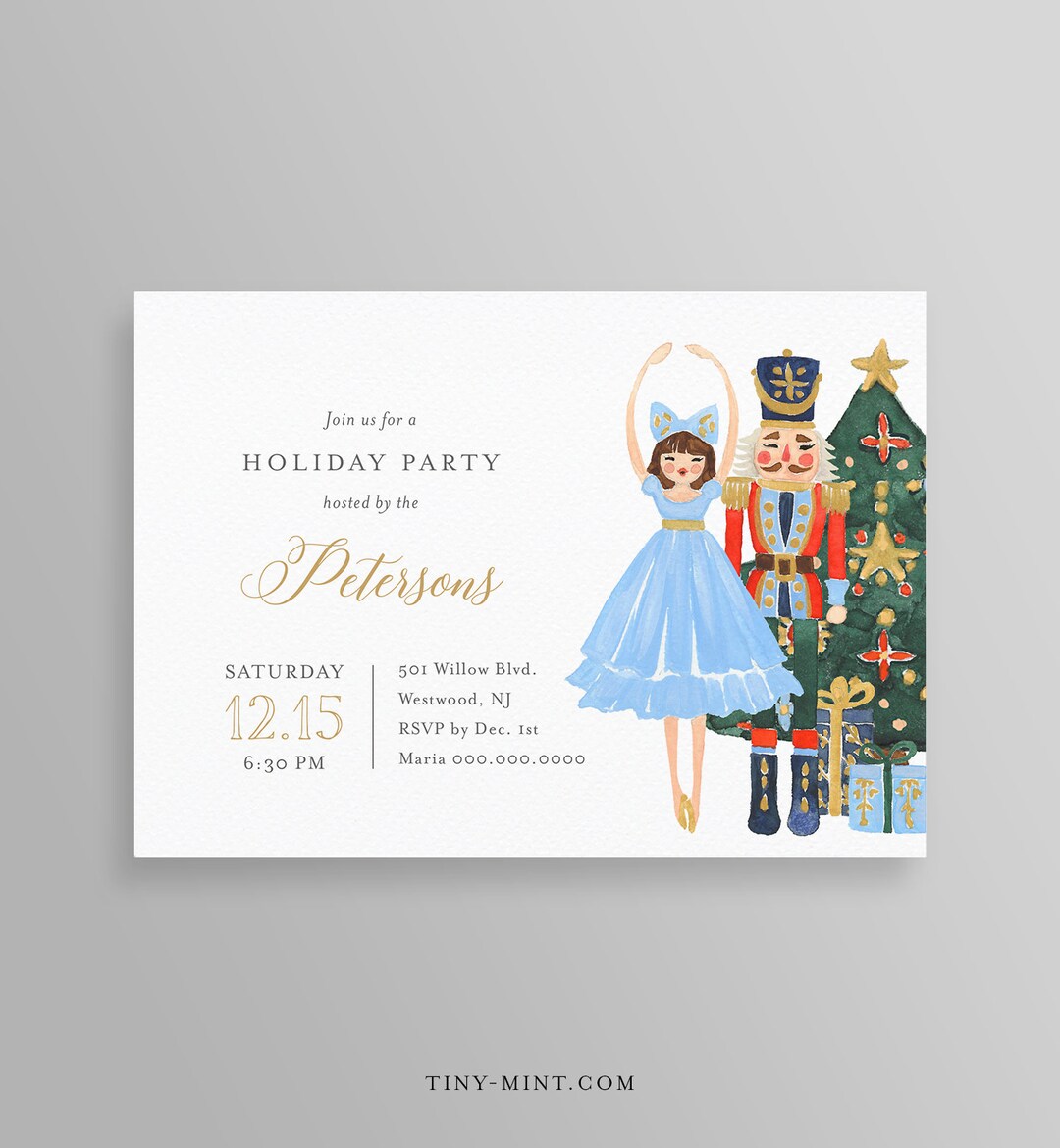 Nutcracker Holiday Party Invitation, Editable Template, Printable ...