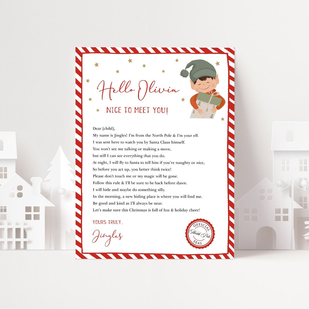 Elf Introduction Letter, Elf Arrival, Hello Note From Elf, Elf Greeting ...