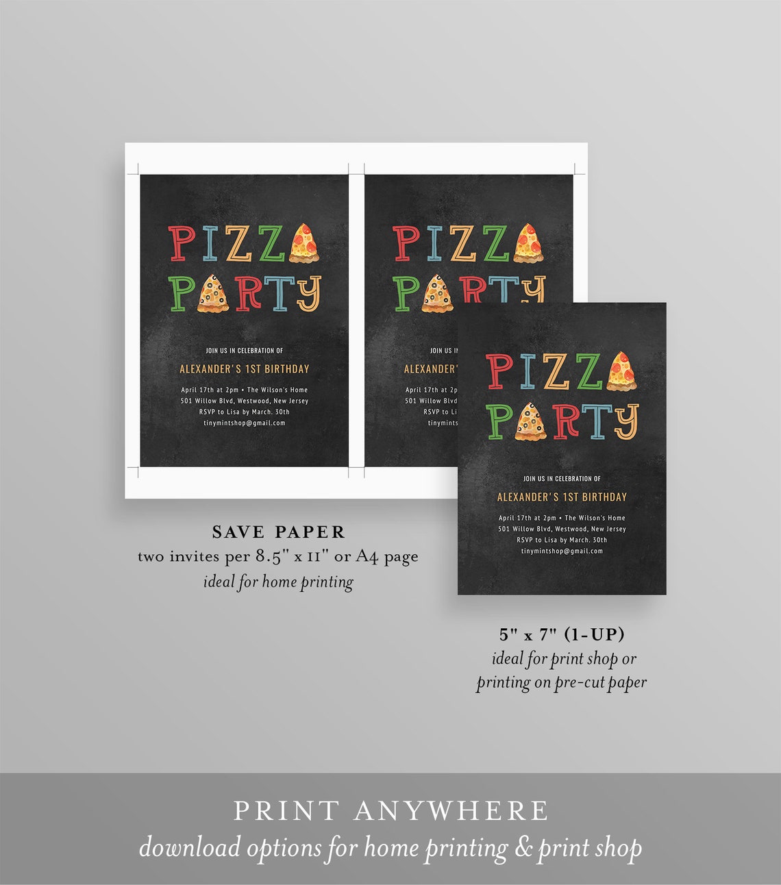 Editable Pizza Party Invitation Template Printable Birthday - Etsy