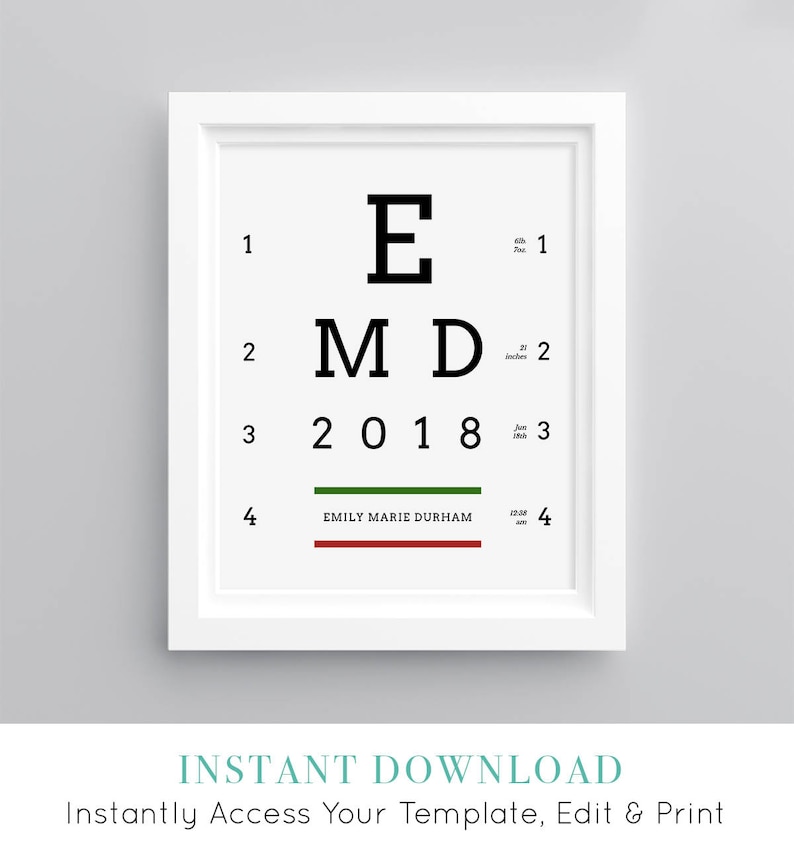 Nursery Wall Art Personalized Baby Eye Exam Chart Poster - Etsy