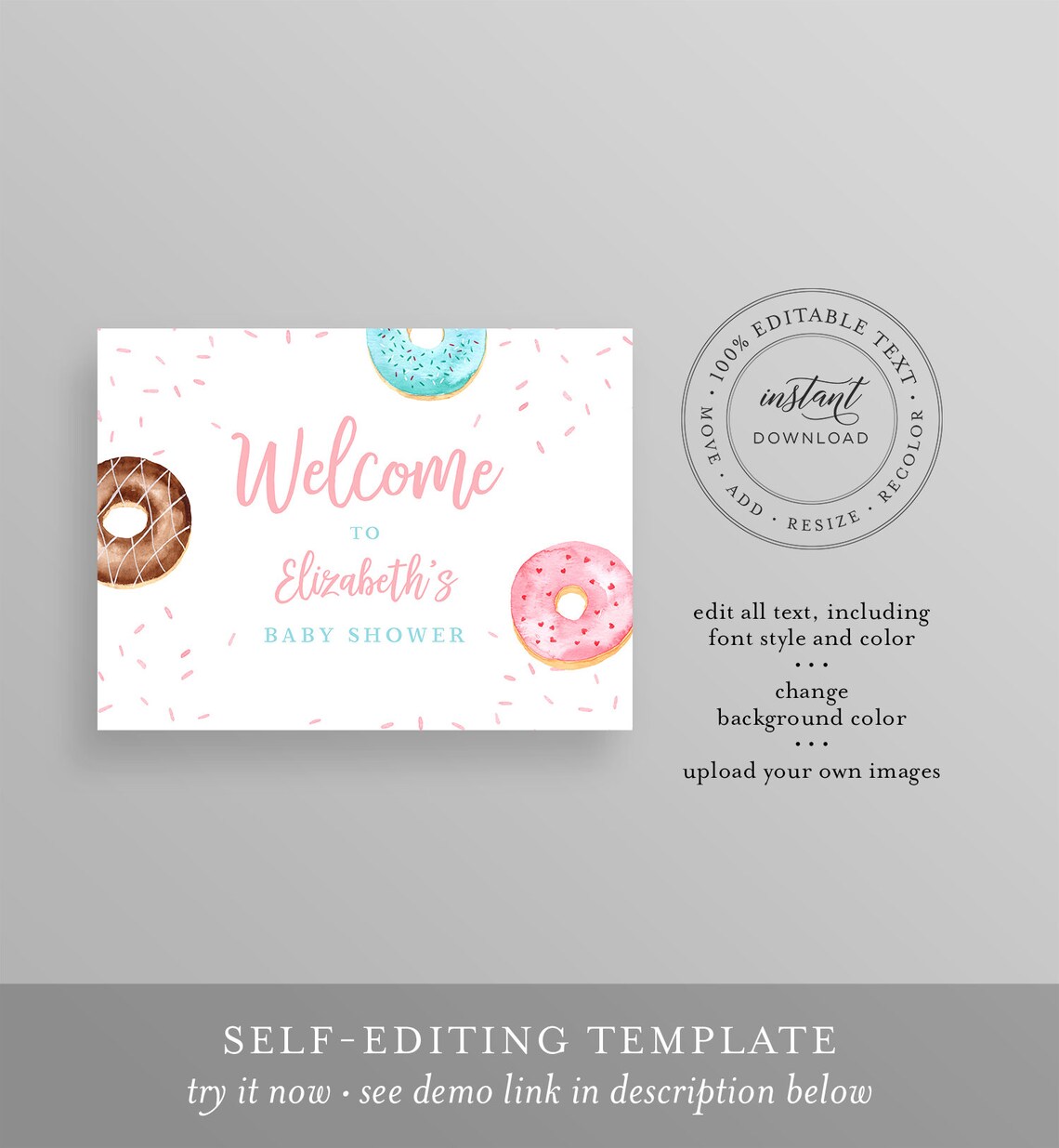 Donut Welcome Sign Template Printable Baby Shower / Bridal - Etsy