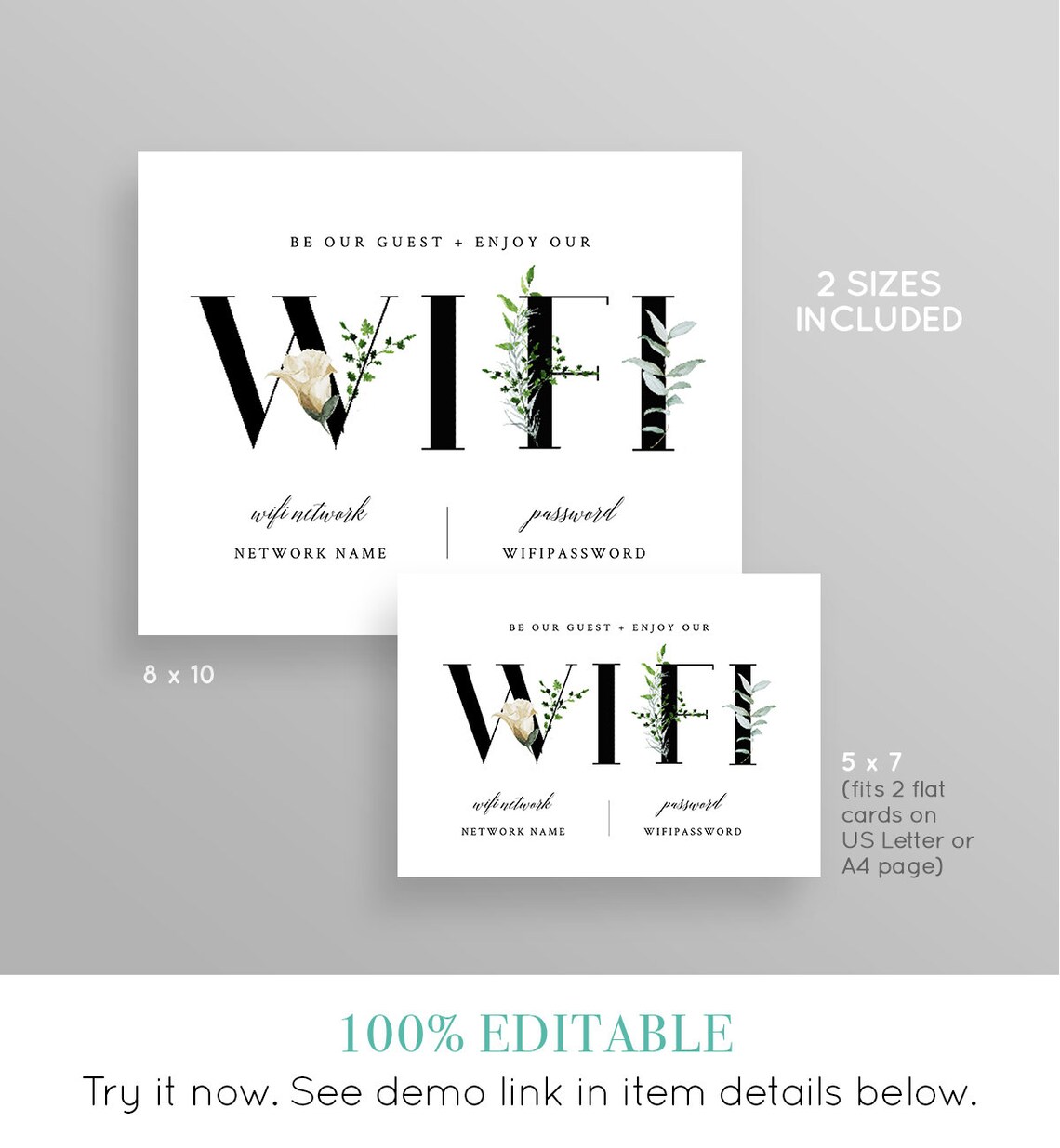 WIFI Sign Printable INSTANT DOWNLOAD Editable Template Wifi - Etsy ...