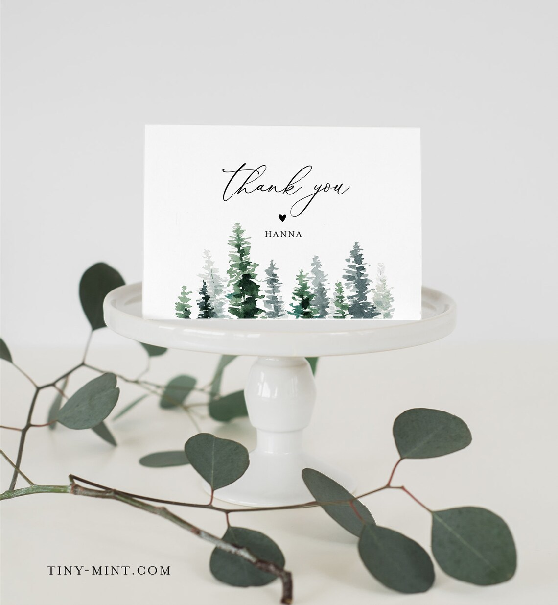 Pine Tree Thank You Card Template Printable Rustic Pine | Etsy