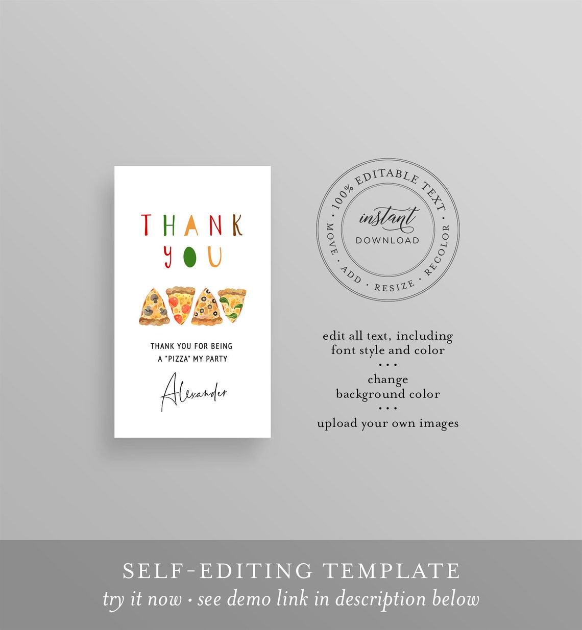 Pizza Favor Tag Template Pizza Party Birthday Party Thank | Etsy