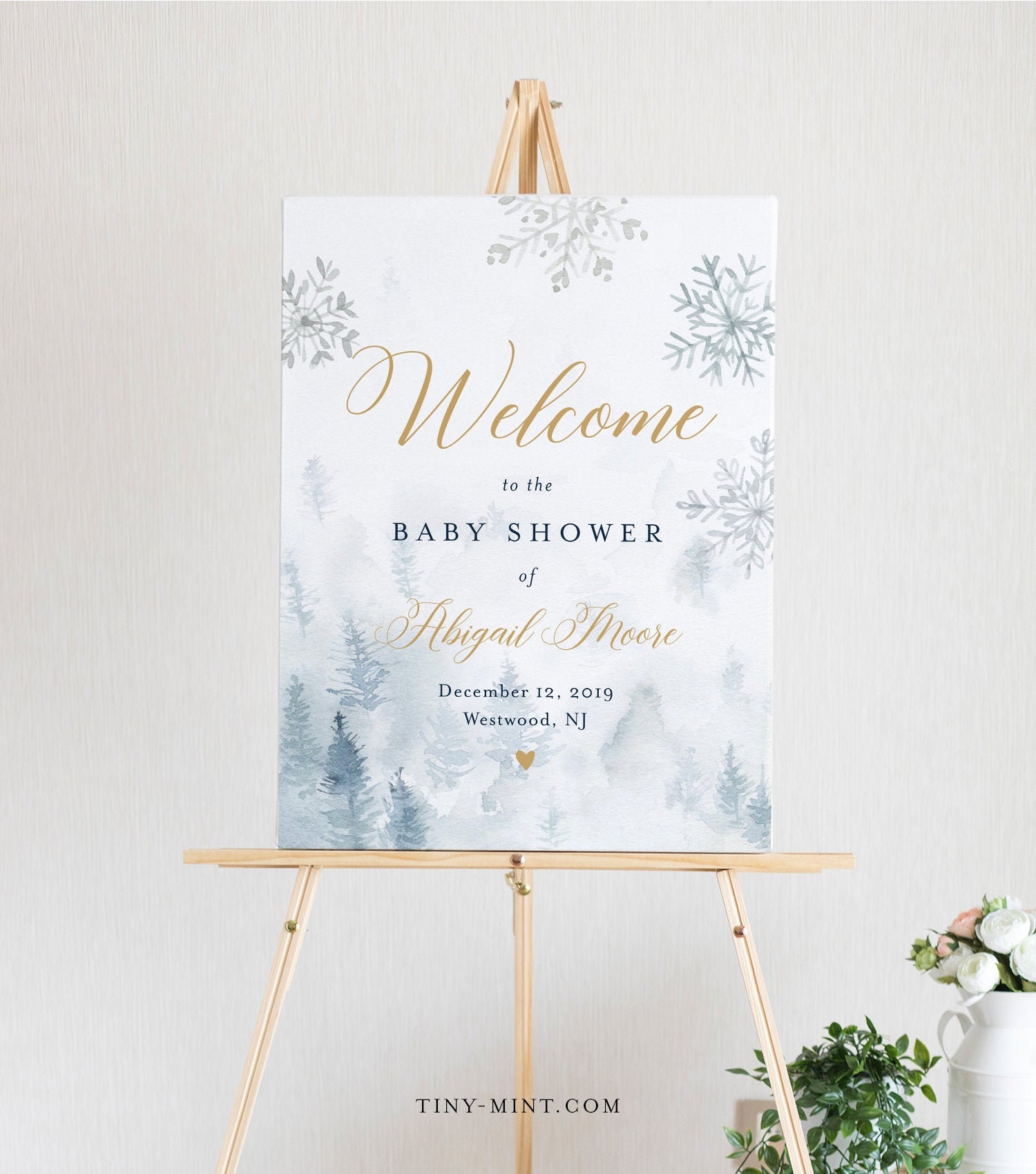 Winter Welcome Sign Template, Snowflake, Pine Tree, 100% Editable Text ...