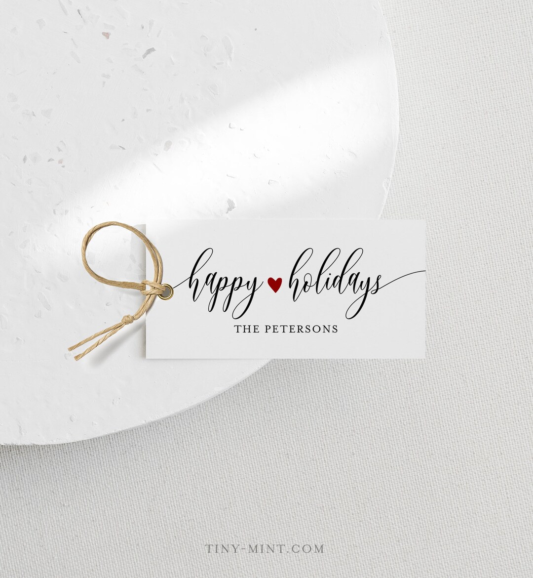 Happy Holiday Gift Tag Template, Printable Christmas Tag, Modern ...