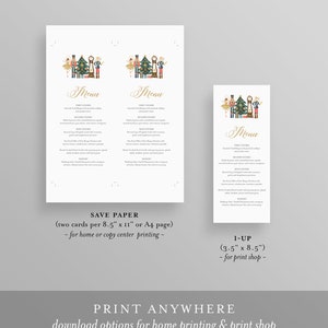 Nutcracker Menu Card, Holiday Dinner Menu Template, Printable Christmas ...