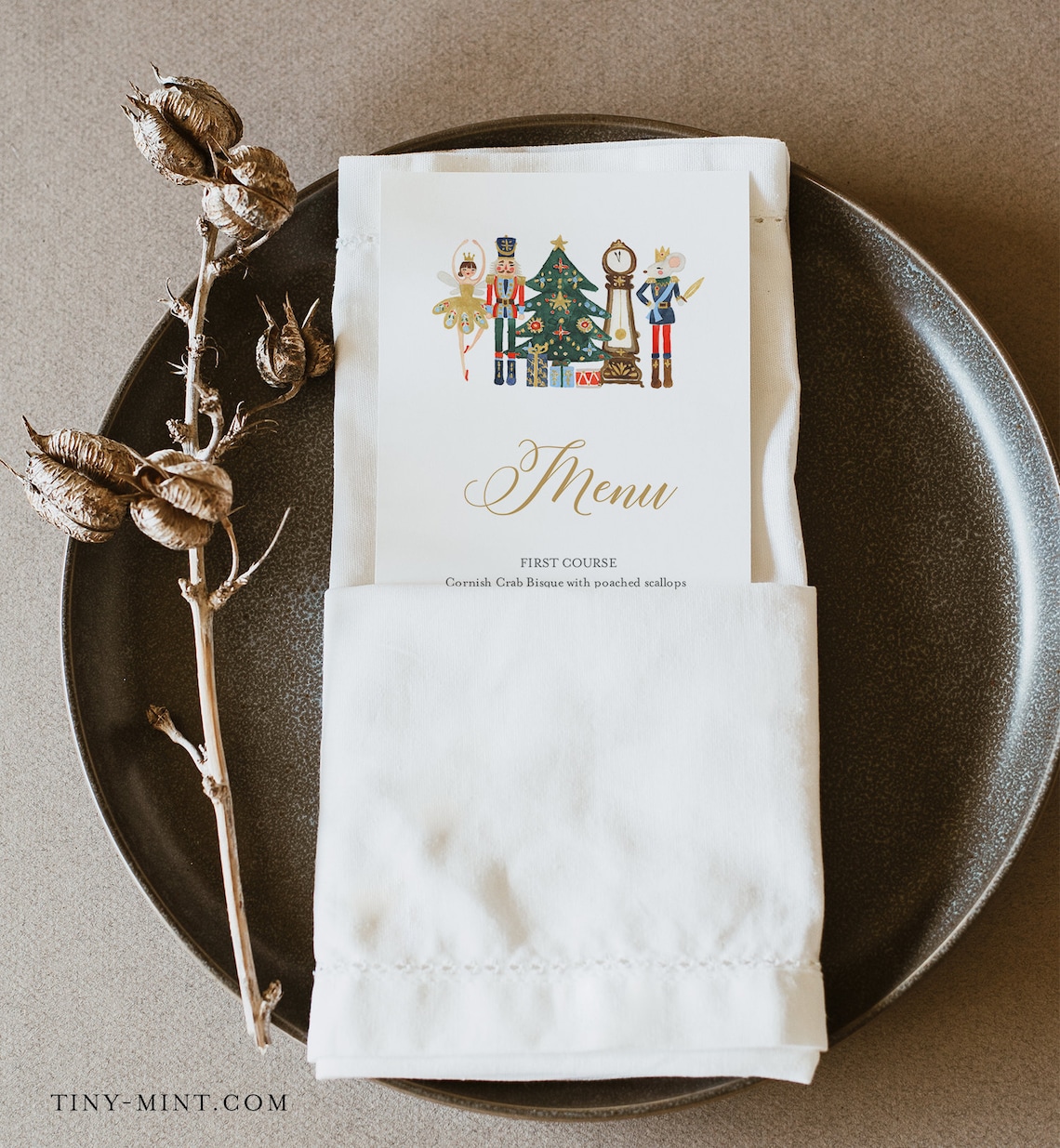 Nutcracker Menu Card, Holiday Dinner Menu Template, Printable Christmas ...