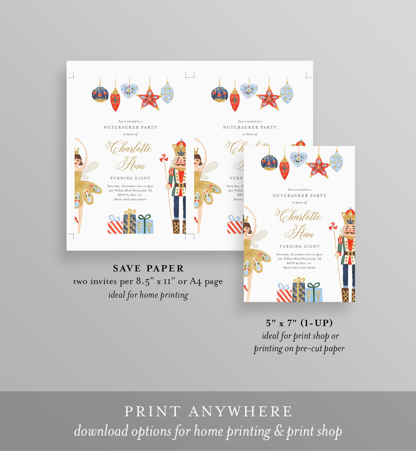 Nutcracker Birthday Party Invitation Template Nutcracker | Etsy