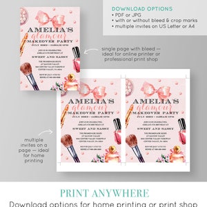 Makeover Party Invitation Template, Printable Girls Birthday Party ...