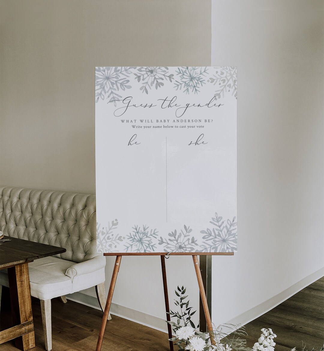 Guess the Gender Game, Snowflake Baby Shower, Winter Gender Reveal, He ...