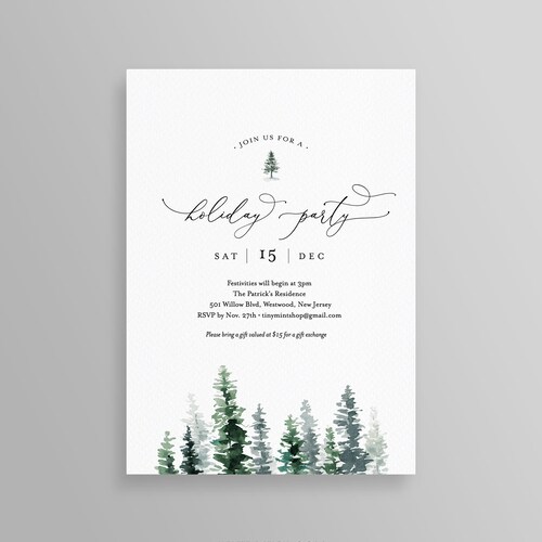 Printable Christmas Invitation Template Rustic Christmas - Etsy