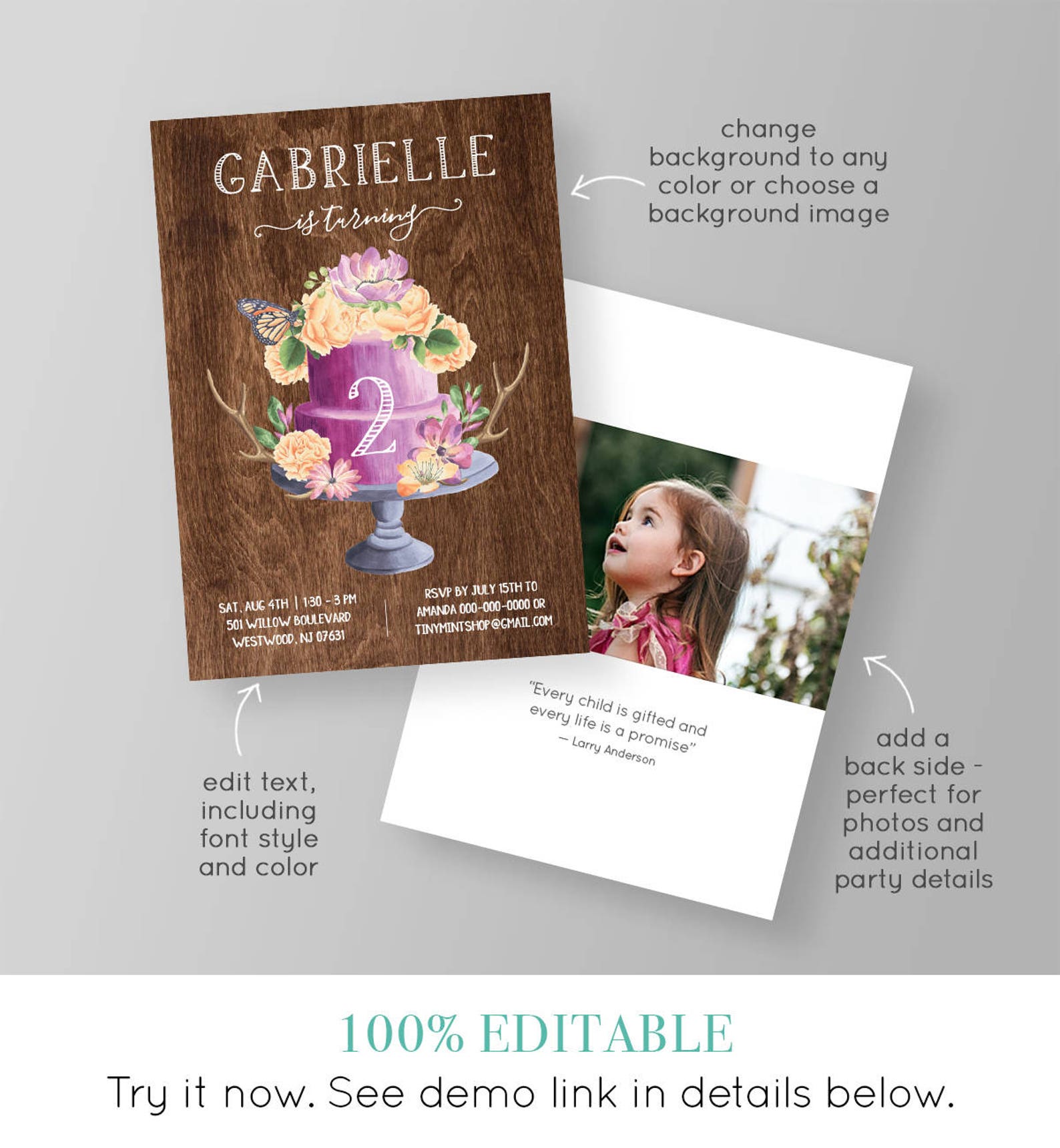 birthday-party-invitation-template-watercolor-birthday-cake-etsy