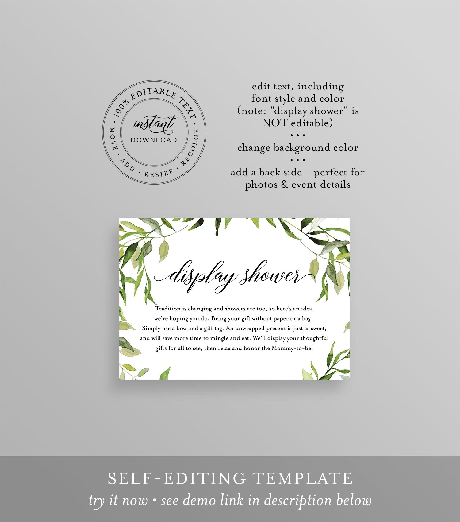 Display Shower Template Baby Shower Invitation Insert | Etsy