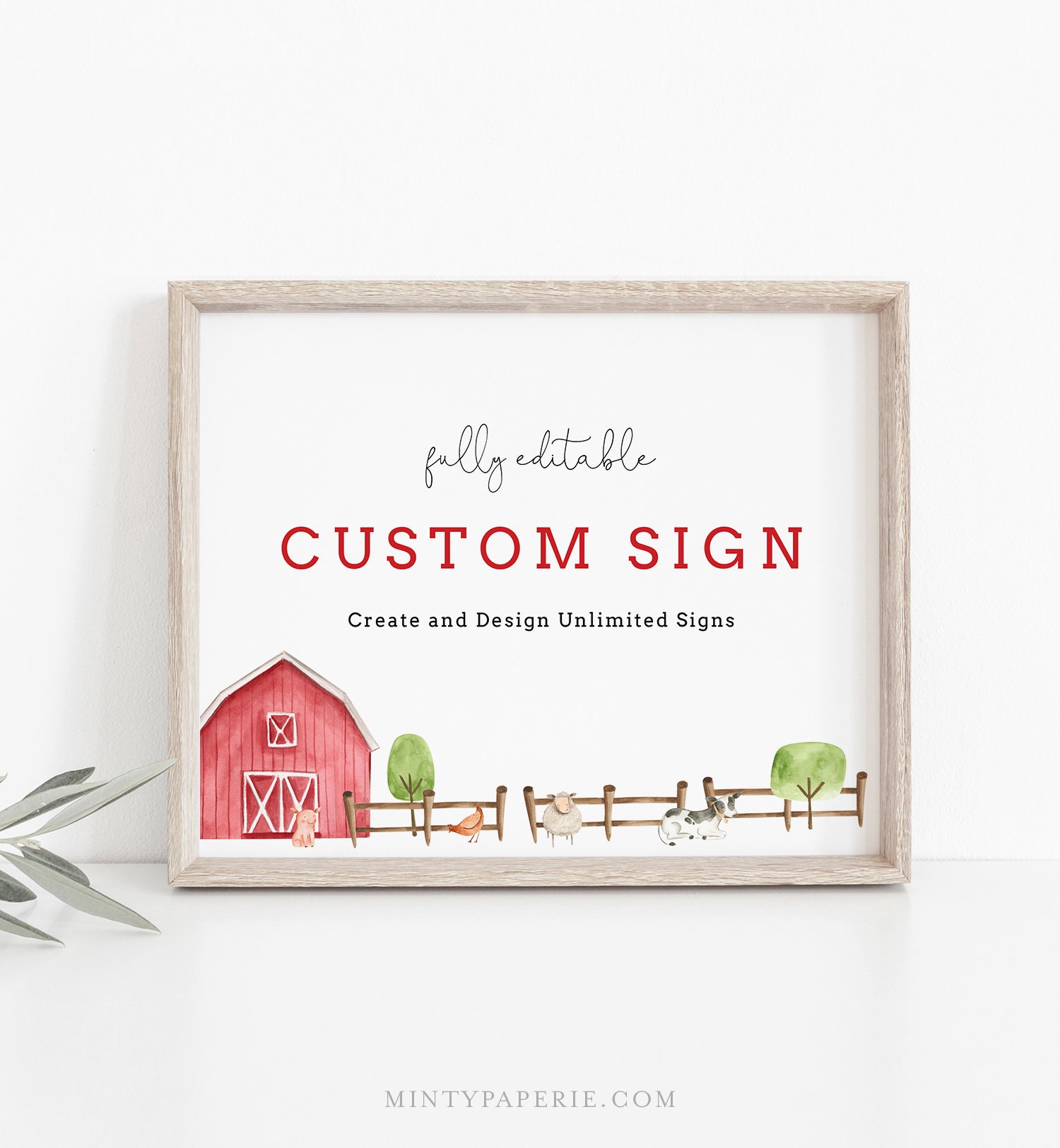 Barn Custom Sign Template Editable Farm Animal Birthday Party | Etsy