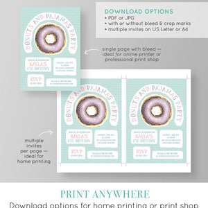 Donuts and Pajamas Birthday Invitation Template Printable - Etsy