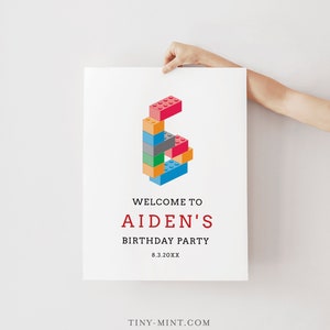 Blocks Welcome Sign Template, Master Builder Birthday, 100% Editable ...