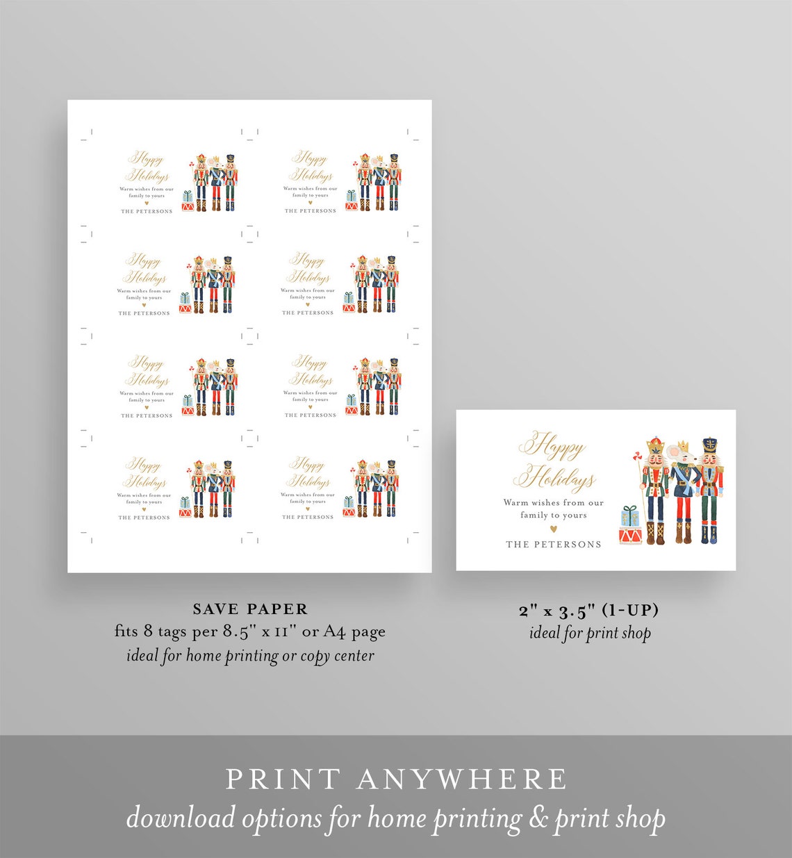 Nutcracker Christmas Tag Template Printable Holiday Favor - Etsy