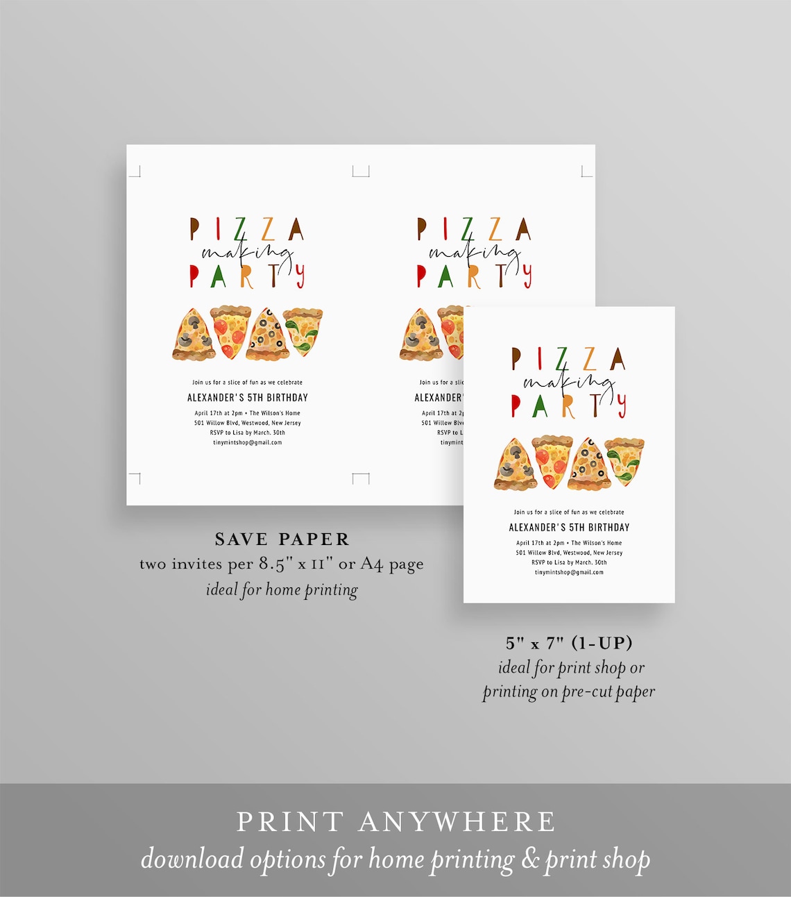 Pizza Making Party Invitation Template, Printable Pizza Birthday Invite ...