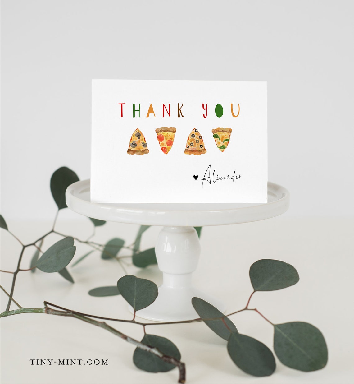Pizza Party Thank You Card Template Printable Pizza Thank You | Etsy