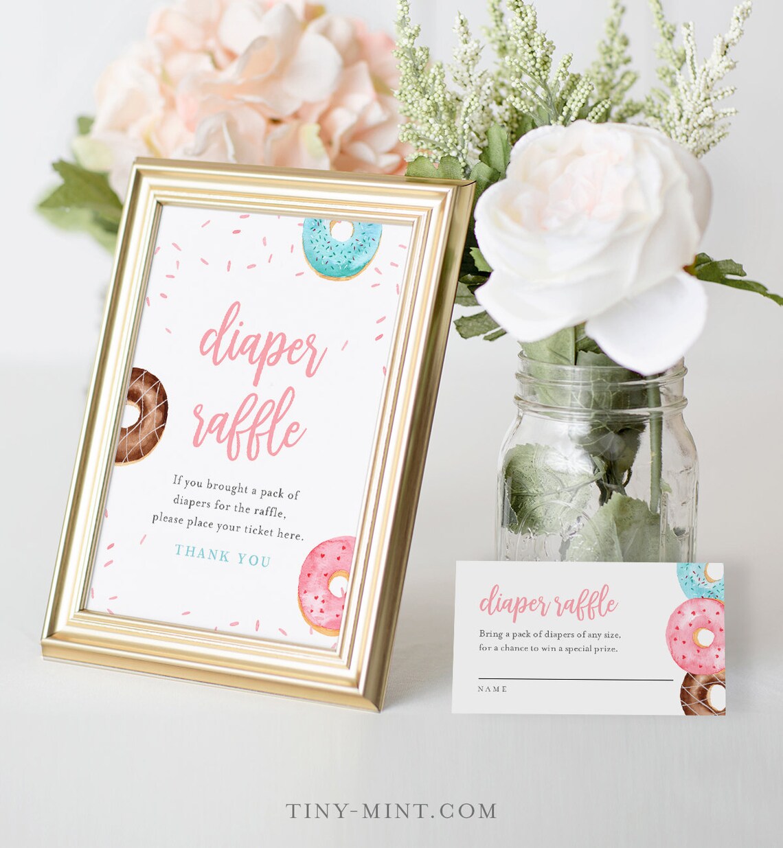 Donut Diaper Raffle Kit Baby Shower Games Printable Diaper | Etsy