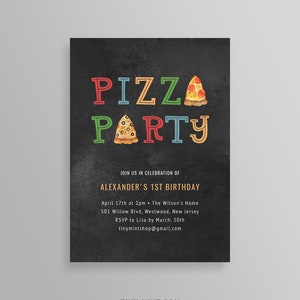 Editable Pizza Party Invitation Template, Printable Birthday Invite ...